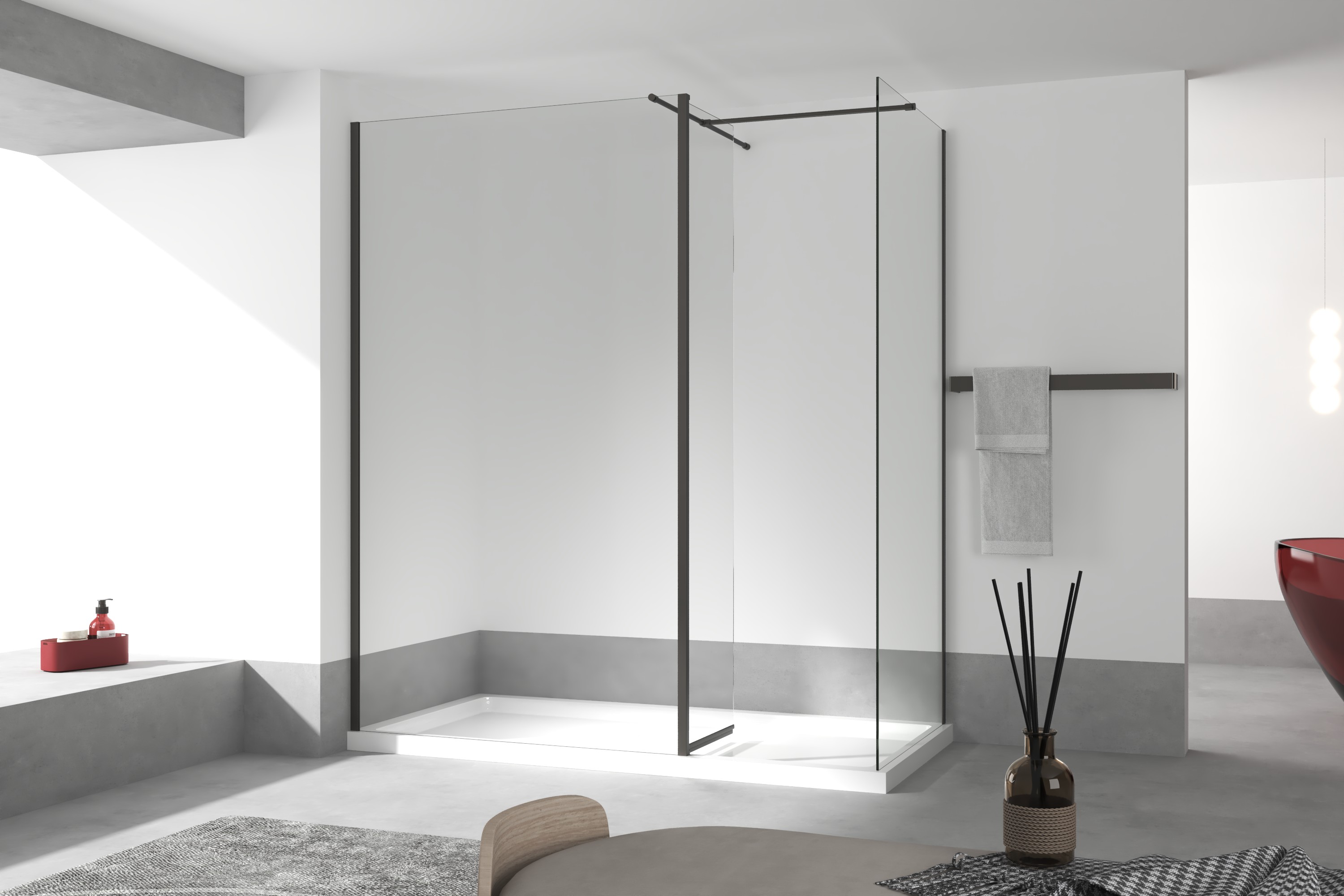Multiple Combination 8mm Walk-in Shower Door with Swivel Panel from ...