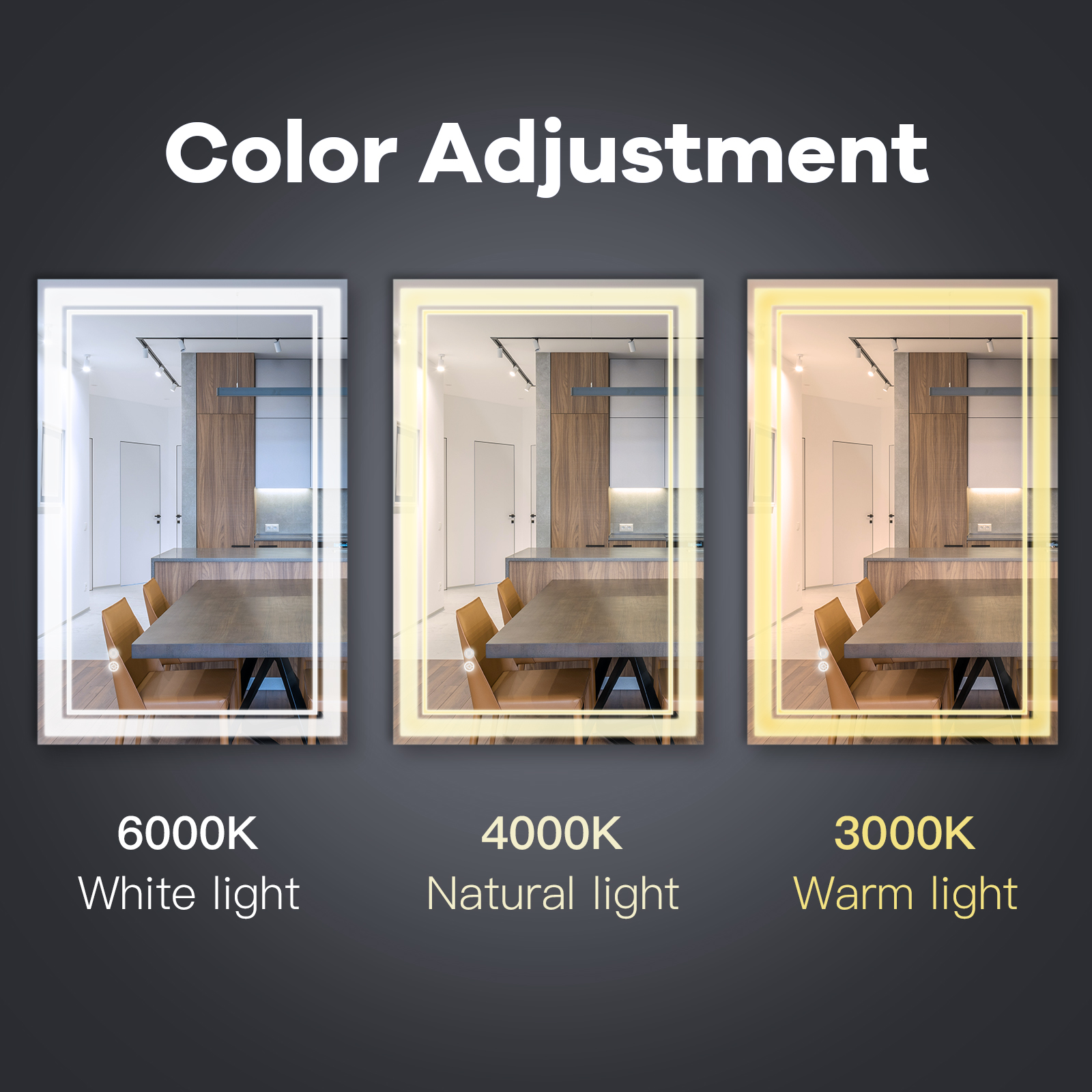 Acrylic Frame Rectangle LED Bathroom Mirror